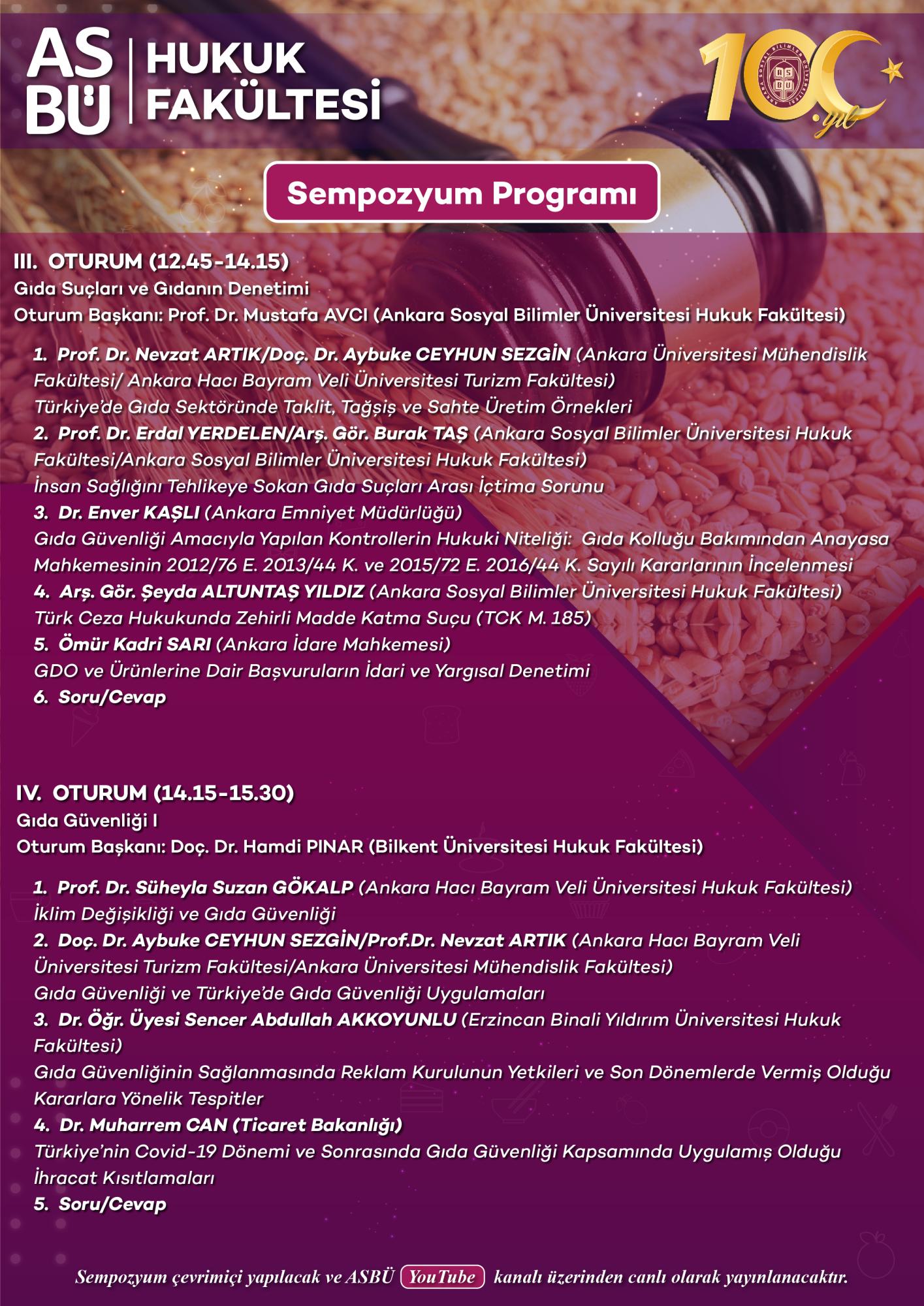 Türkiye'de Gıda Güvenliği ve Gıda Sektörünün Regülasyonu Sempozyumu Programı ve Özet Bildiri ...